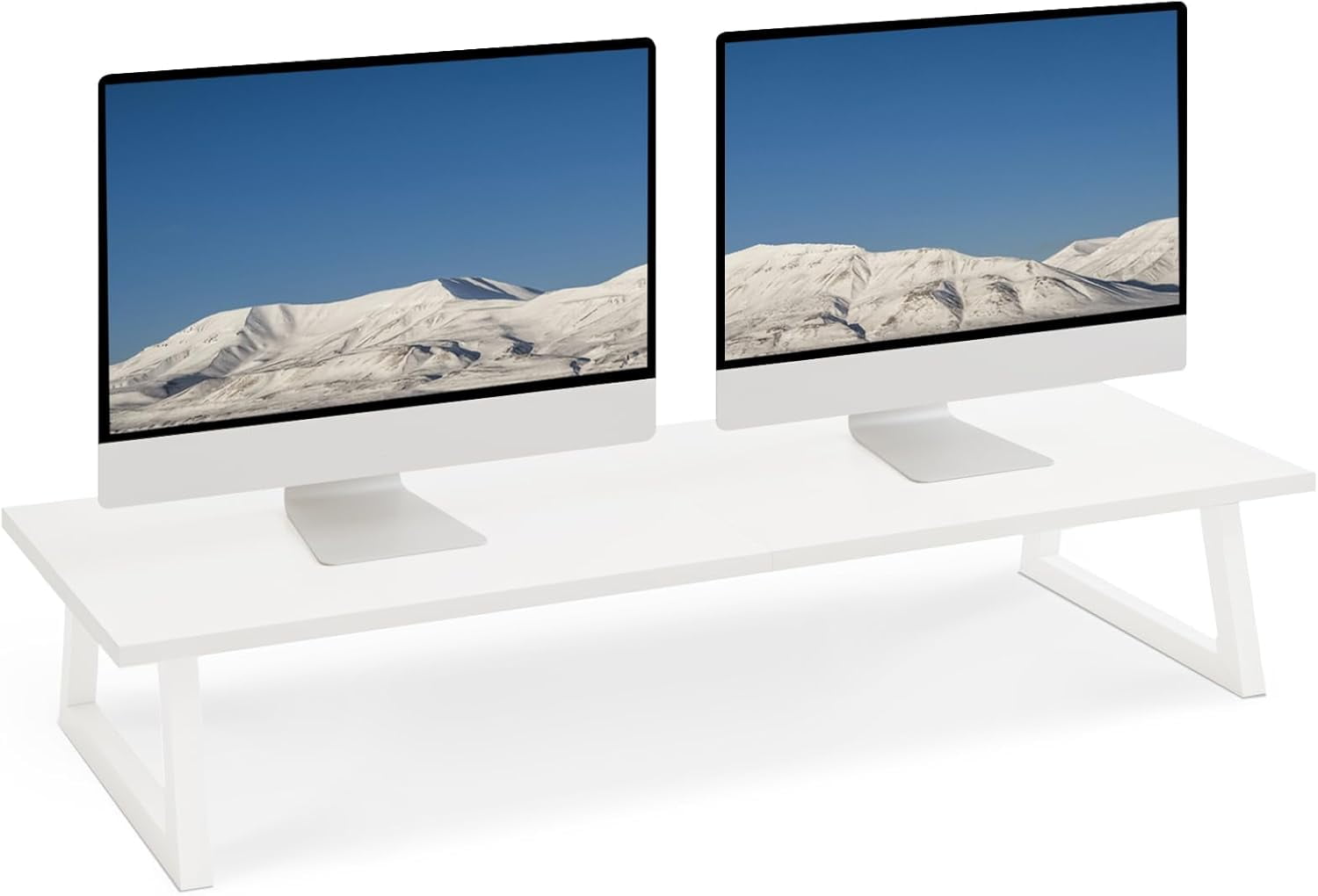 White Dual Monitor Riser, 31.5 inch Long Monitor Stand Riser Wide TV ...