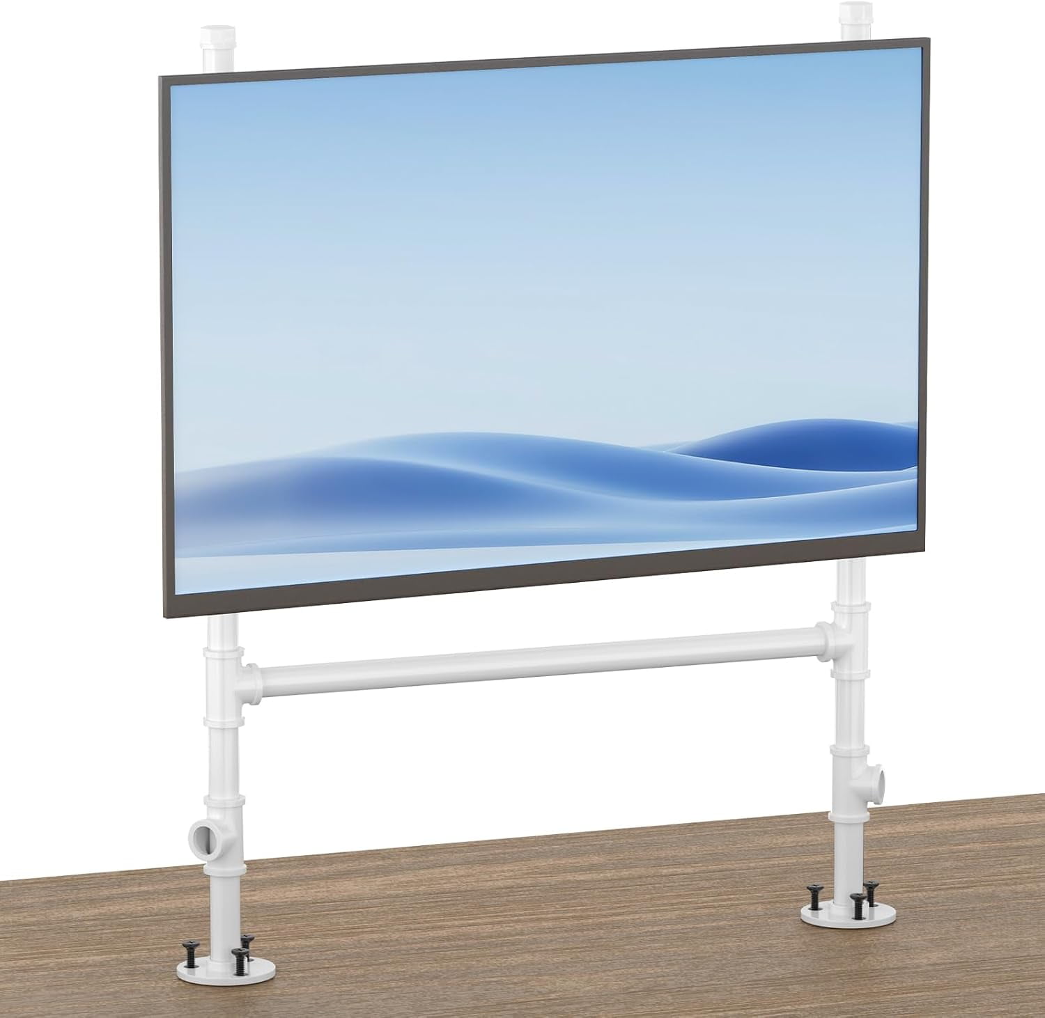 White Dual Monitor Stand for 2 Screens, Heavy Duty Fully Adjustable ...