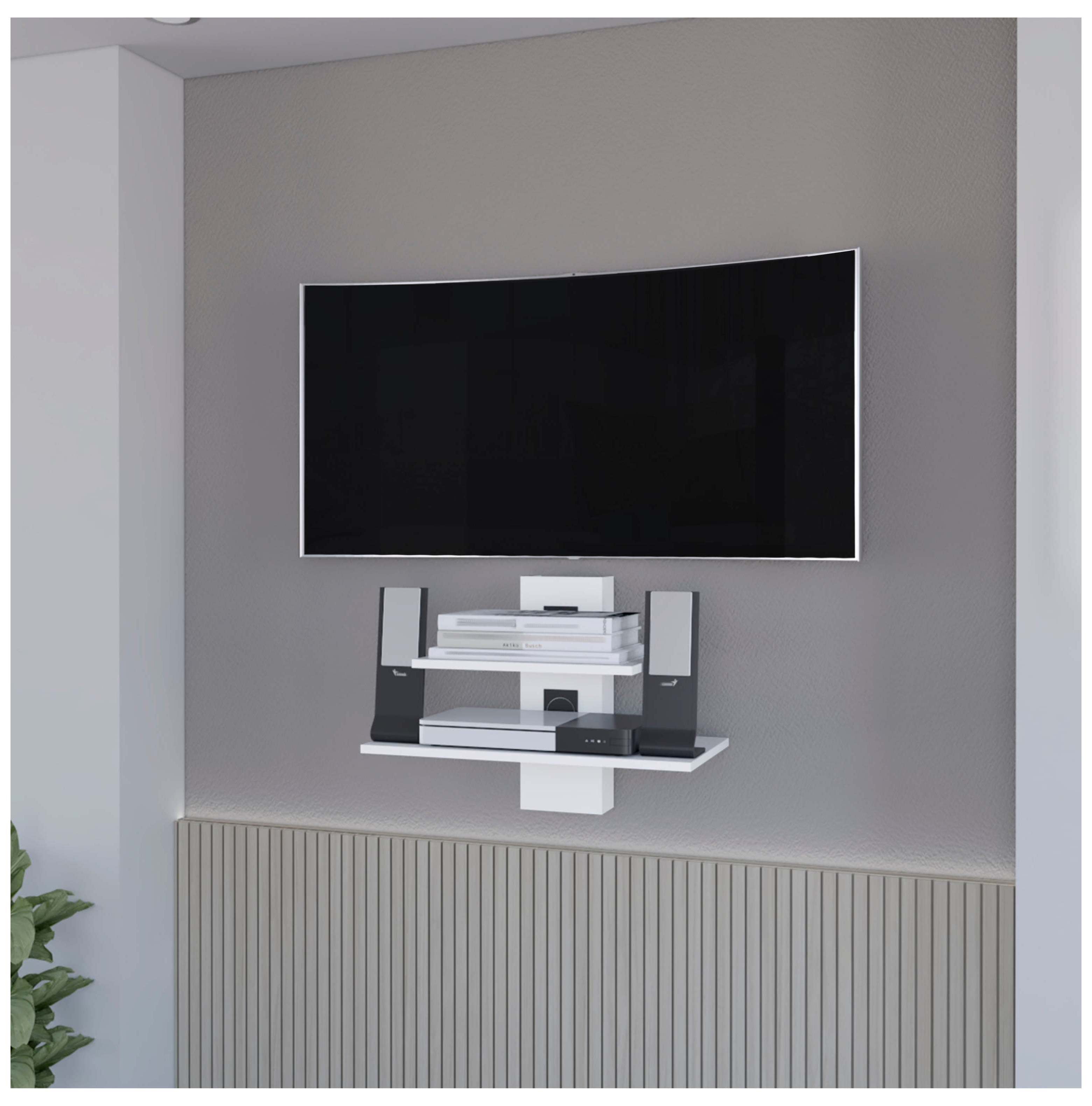White Dual-Shelf Wall Floating Shelf 2 or Less + White + White ...