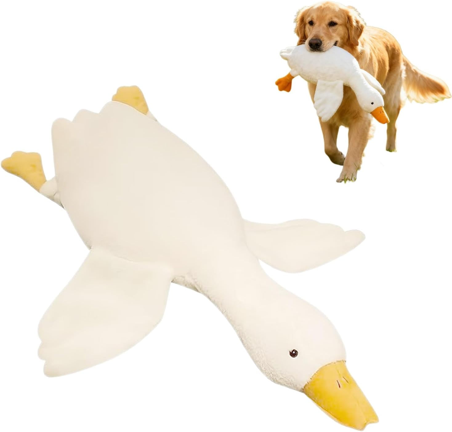 White Duck Dog Toy, 2025 New Large Plush White Duck Dog Toys, Realistic ...