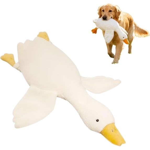 White Duck Dog Toy, 2025 New Large Plush White Duck Dog Toys, Realistic ...