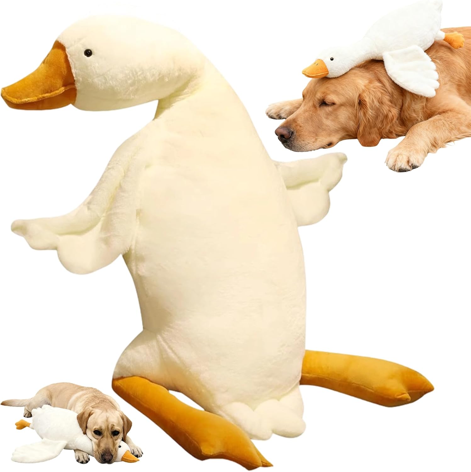 White Duck Dog Toy, 2026 New Large Plush White Duck Dog Toys, Realistic ...