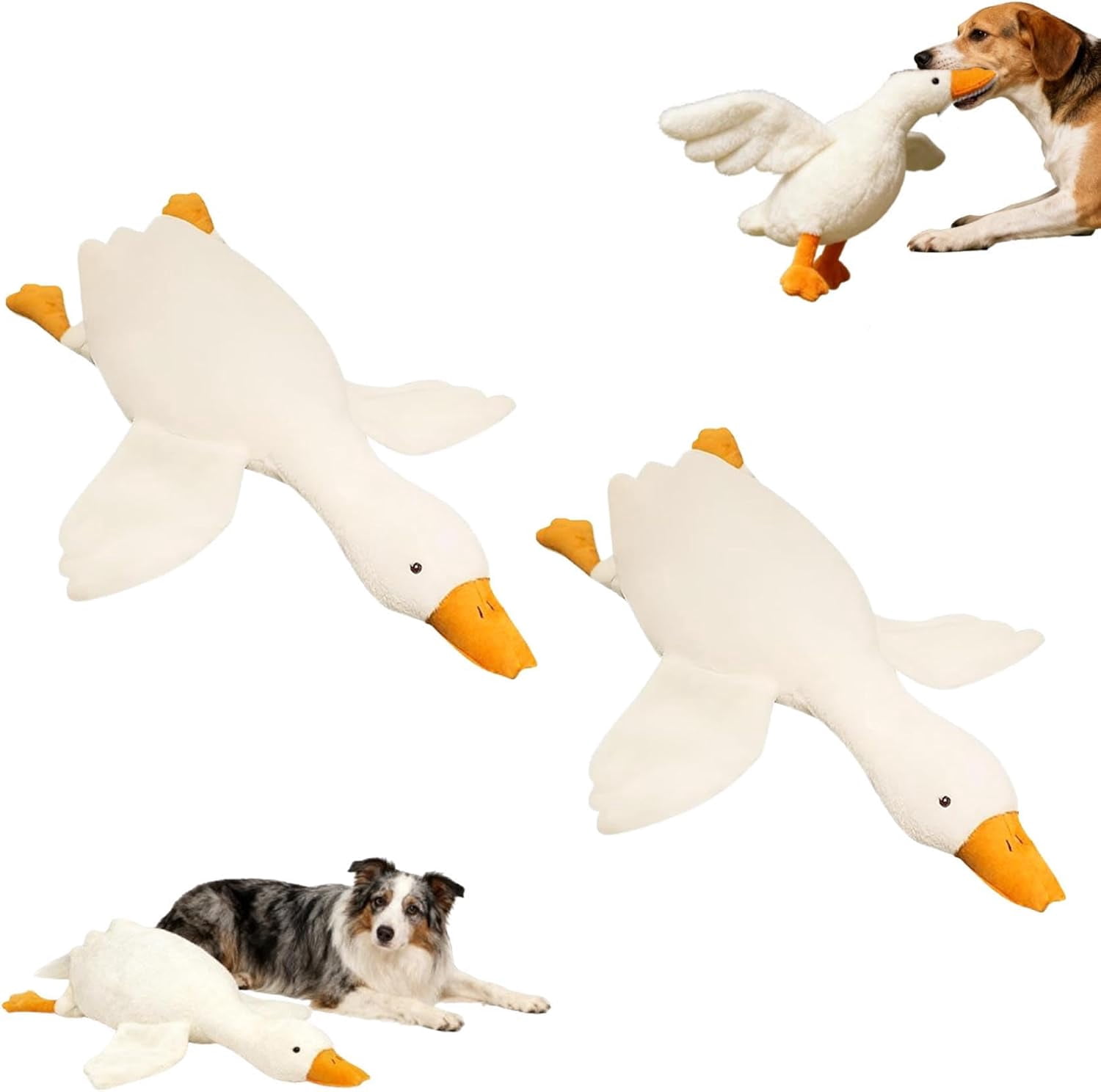 White Duck Dog Toy, Large Plush White Duck Dog Toys Realistic Goose ...