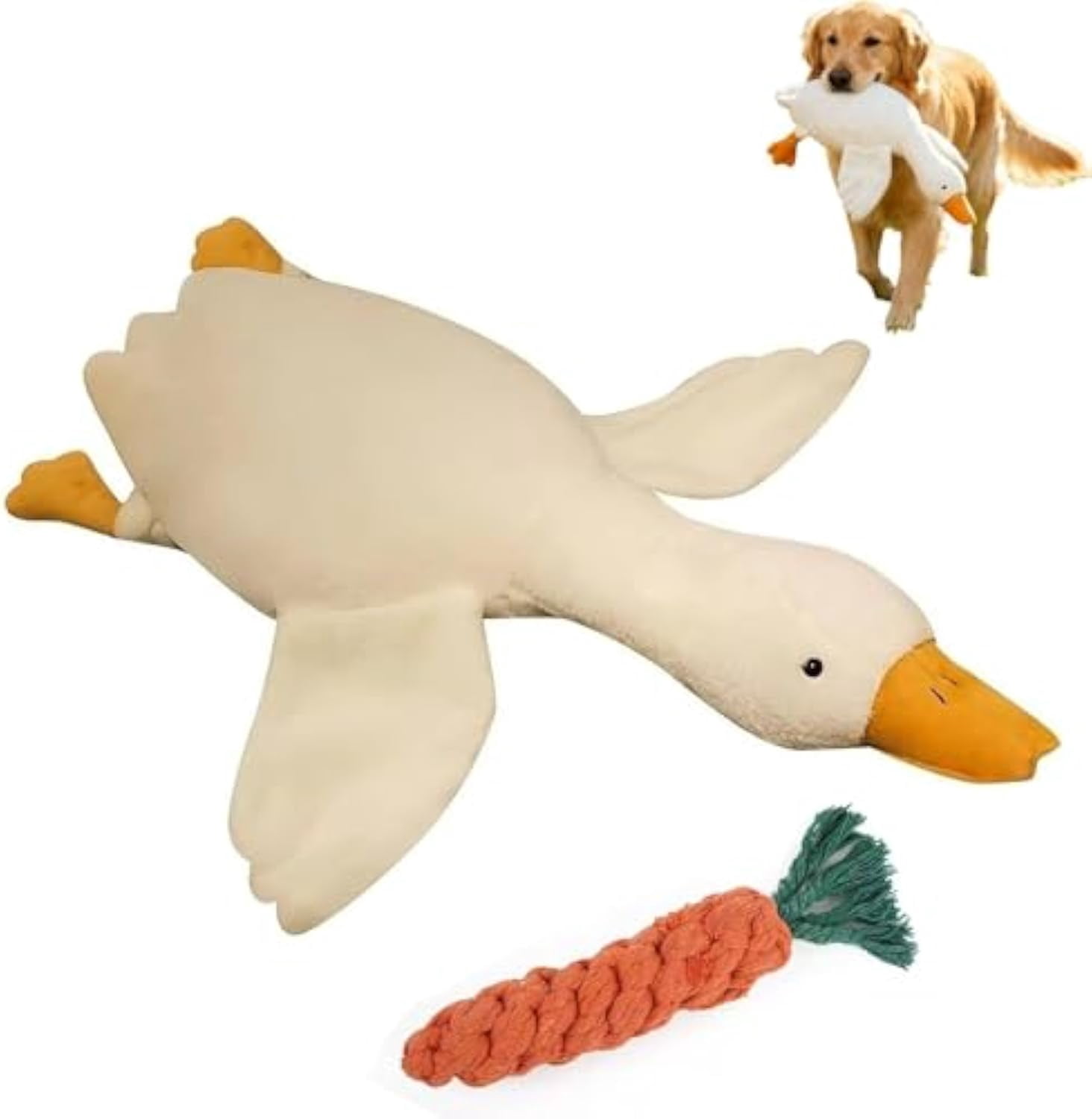 White Duck Dog Toy Realistic Goose Design，Large Plush White Duck Dog ...