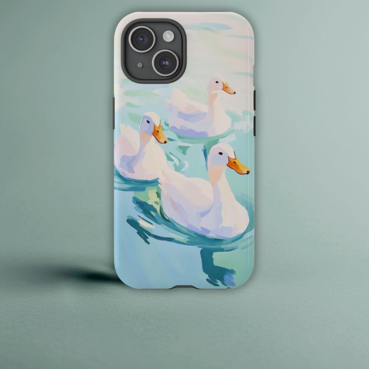 White Duck Watercolor Glow Phone Case Pastel Pond Scene for iPhone 17 ...