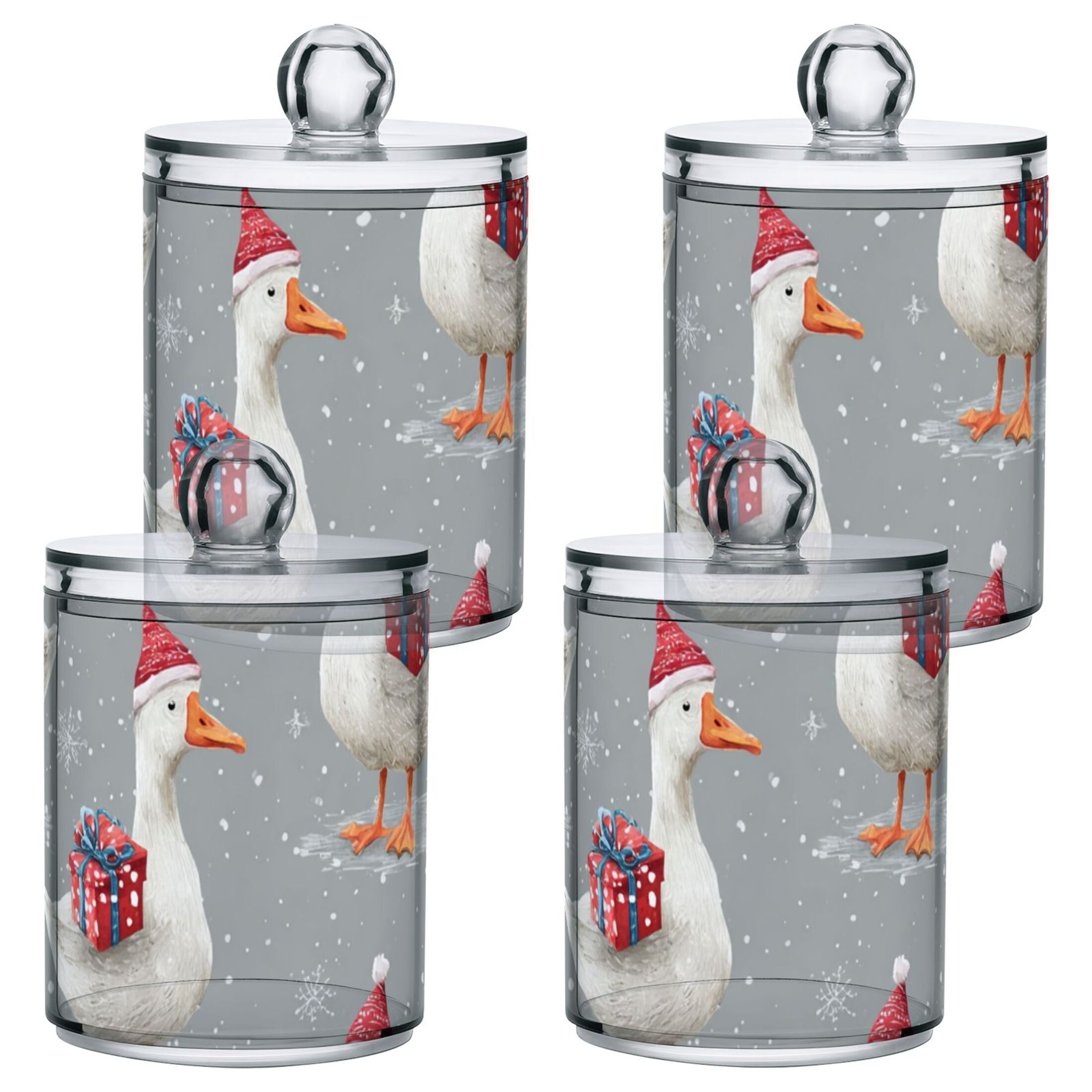 White Duck with Christmas Gifts Translucent Plastic Cans Storage ...