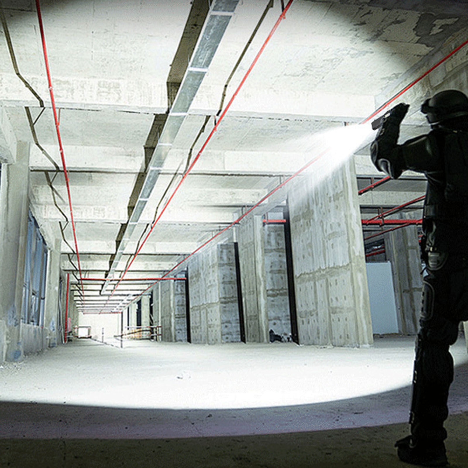 White EDC Tactical Flashlight 1500 Lumen Flat Flashlights Rechargeable ...