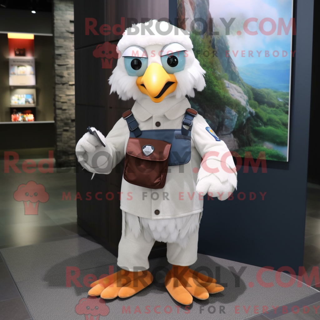 White Eagle REDBROKOLY mascot costume character dressed with a Overalls ...