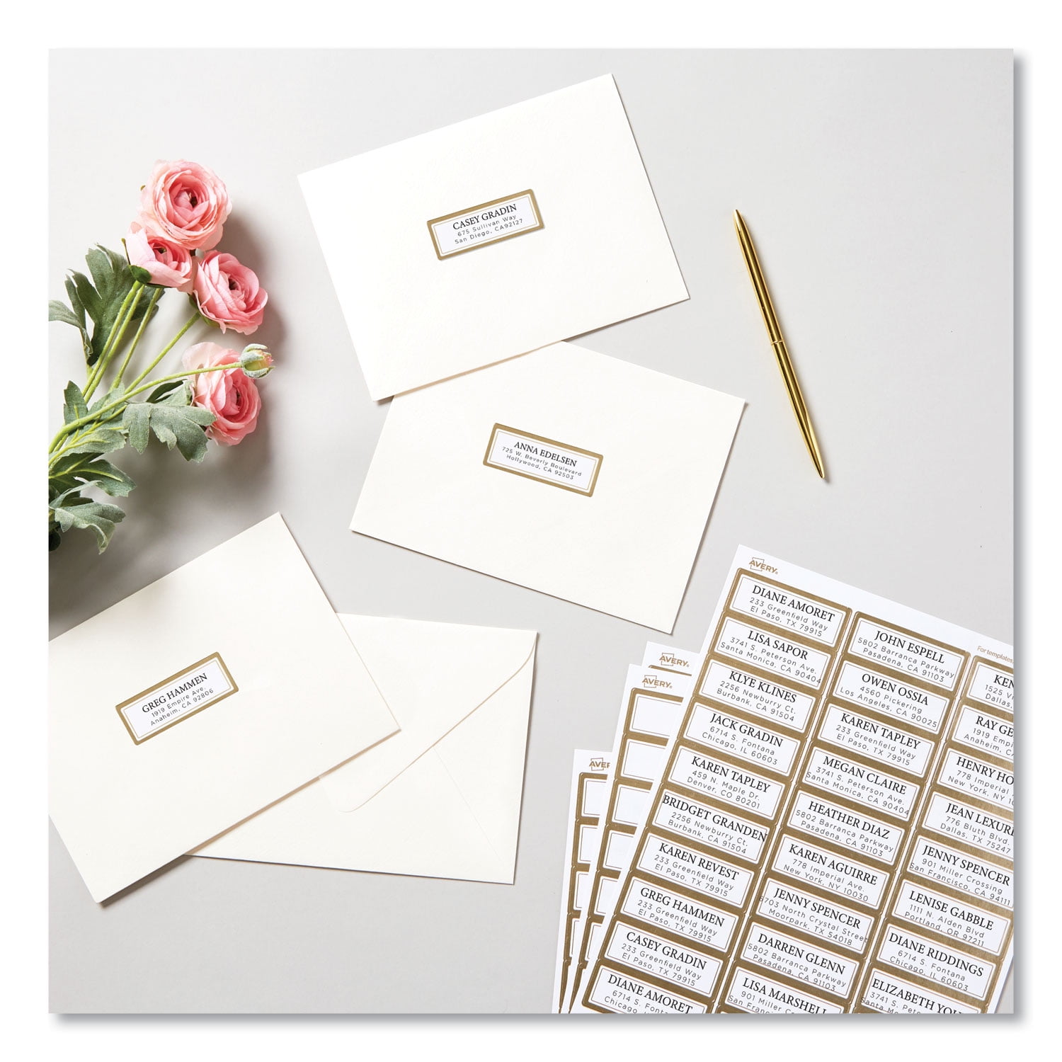 White Easy Peel Mailing Labels with Metallic Border, Inkjet/Laser ...