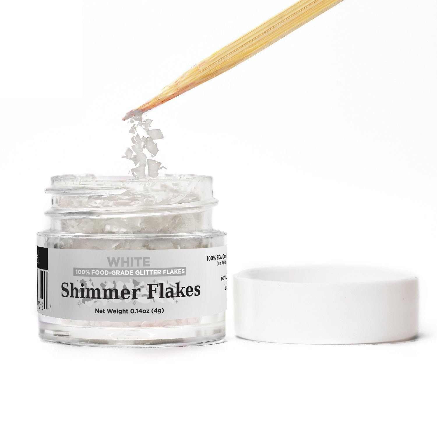 White Edible Shimmer Flakes (4g, 1x Jar) Glitter Flakes For Cupcakes ...