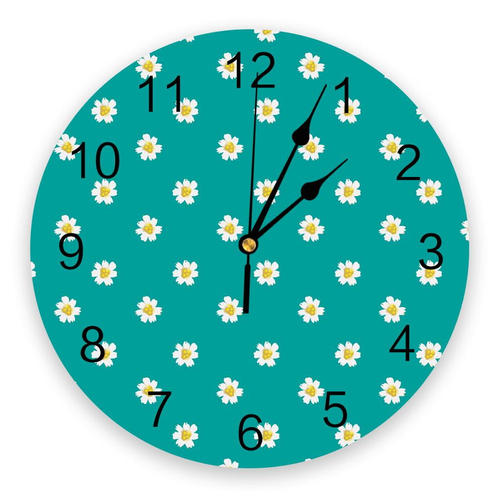 White Eggflower Printed PVC Wall Clock Modern Design Home r Bedroom ...