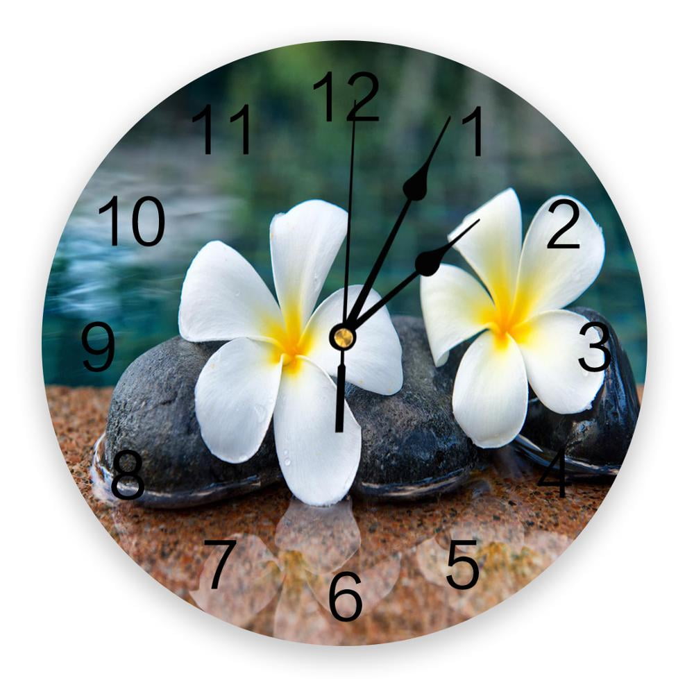 White Eggflower Printed PVC Wall Clock Modern Design Home r Bedroom ...