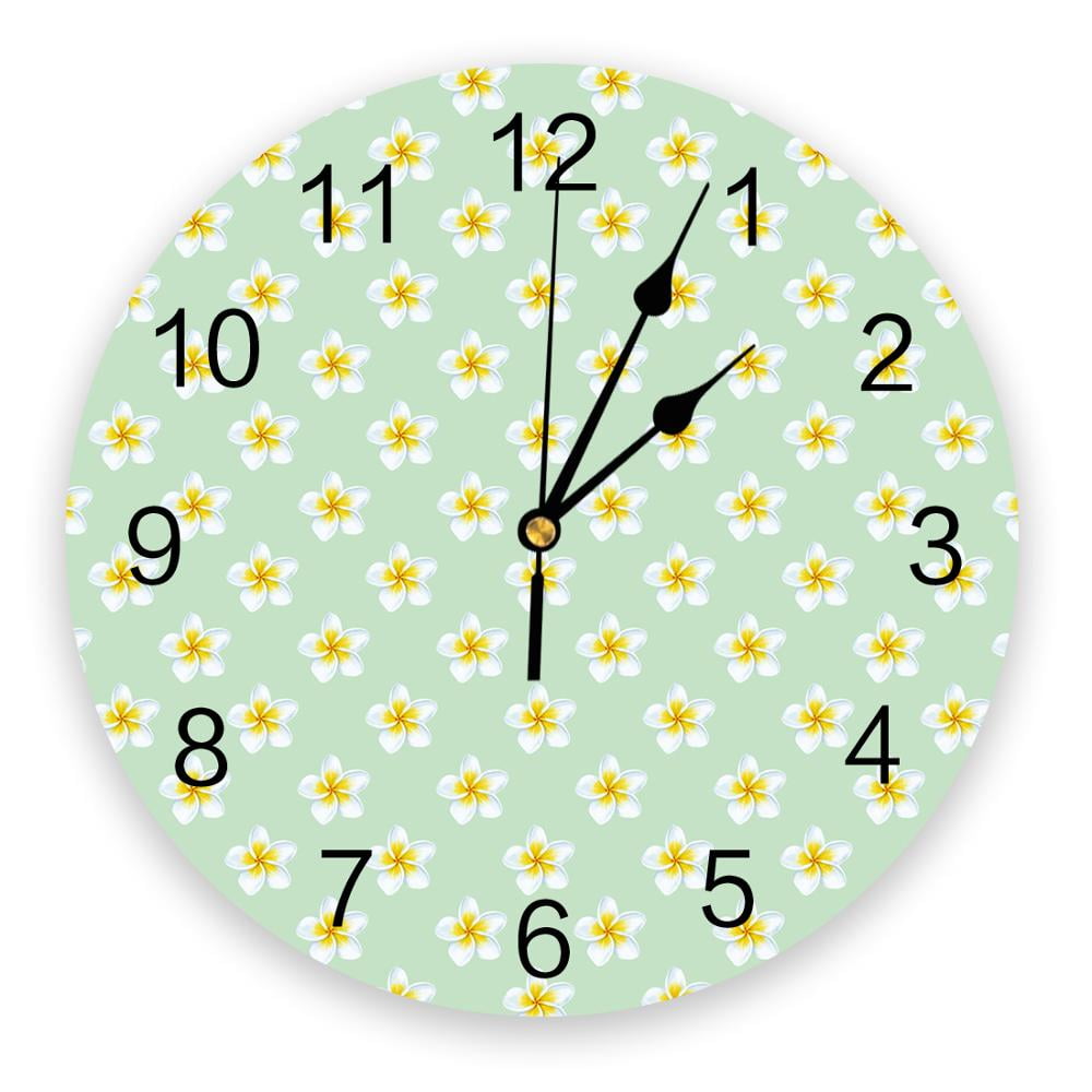 White Eggflower Printed PVC Wall Clock Modern Design Home r Bedroom ...