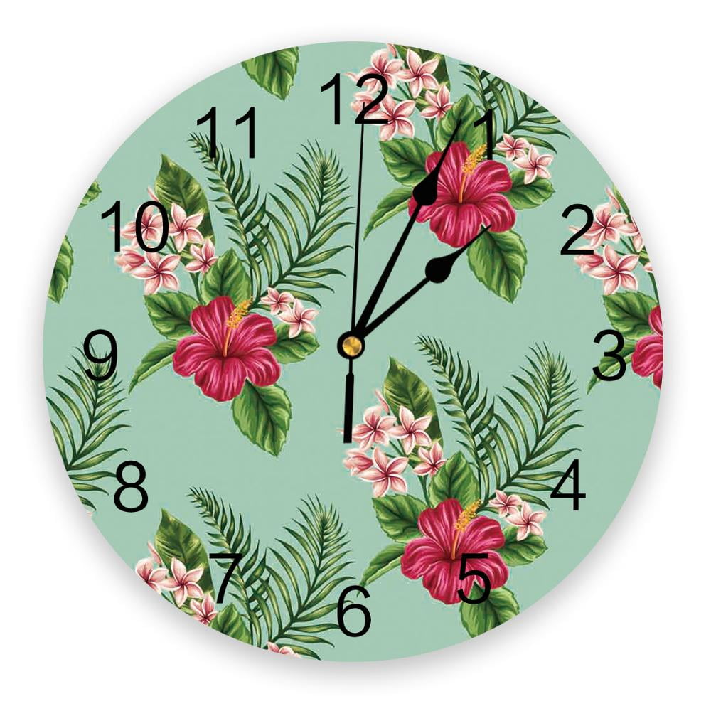 White Eggflower Printed PVC Wall Clock Modern Design Home r Bedroom ...