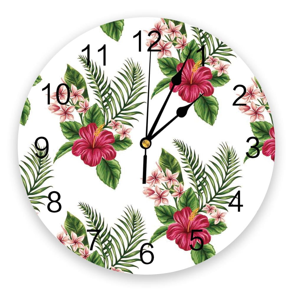 White Eggflower Printed PVC Wall Clock Modern Design Home r Bedroom ...