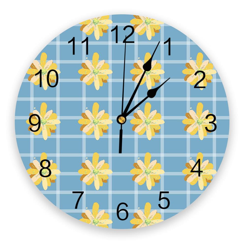 White Eggflower Printed PVC Wall Clock Modern Design Home r Bedroom ...