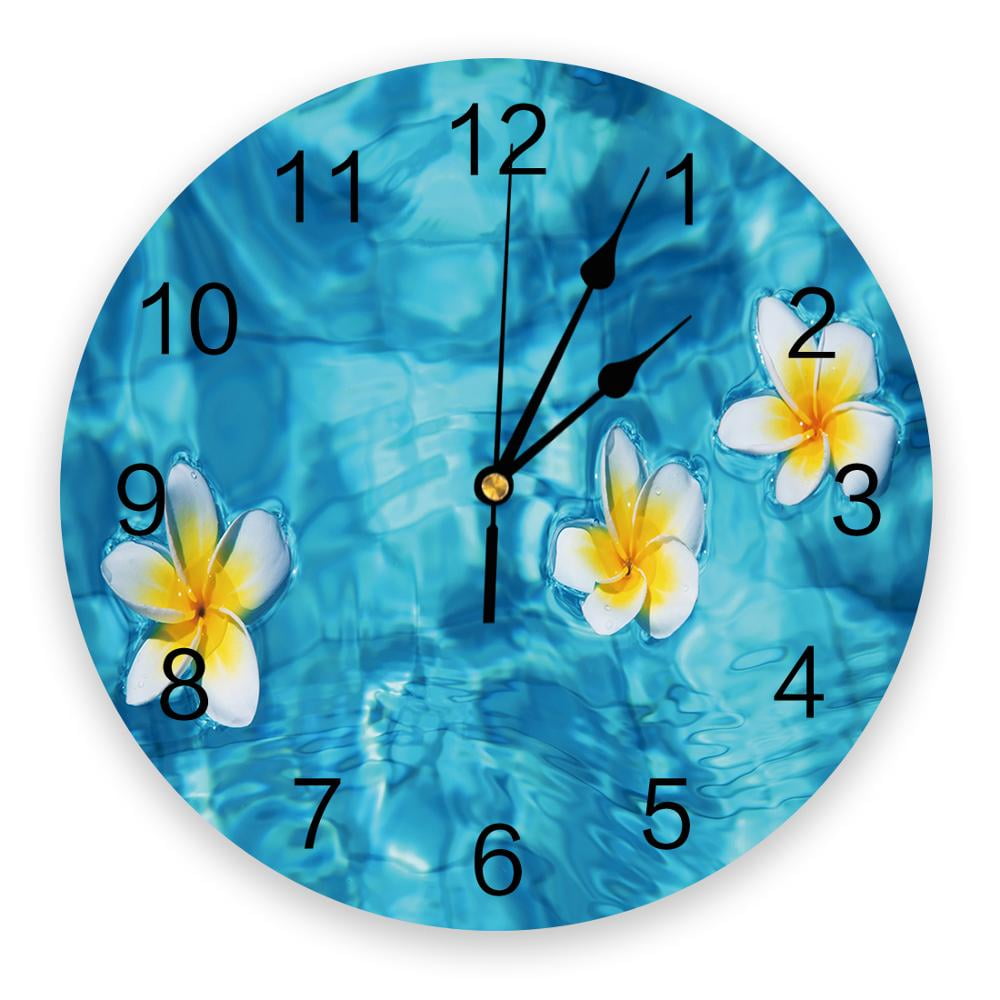 White Eggflower Printed PVC Wall Clock Modern Design Home r Bedroom ...