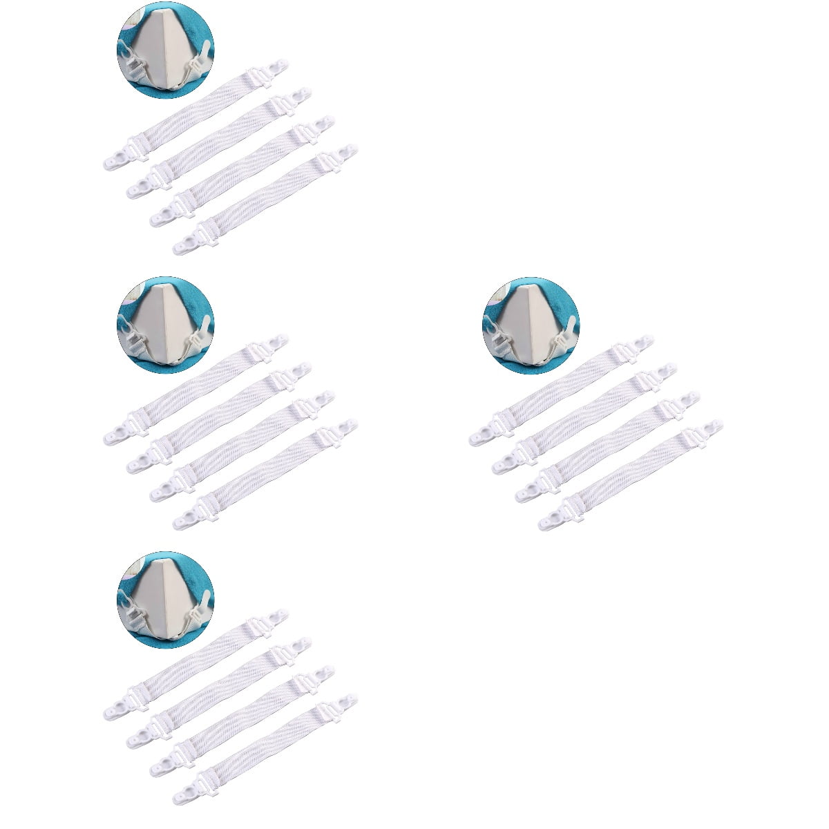 White Elastic Straps with Suspender Clips 16 Pcs Fastener Bed Seat ...