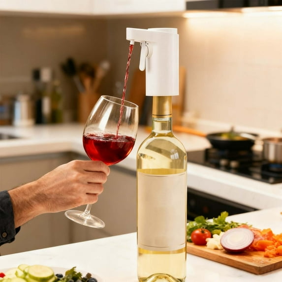 White Electric Wine Dispenser, Automatic Wine Aerator Pump, Stepless ...