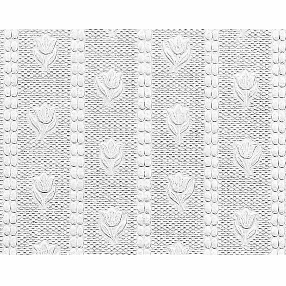 White Embossed Textured Vinyl Wallpaper Tulip Motif Design Double Roll ...