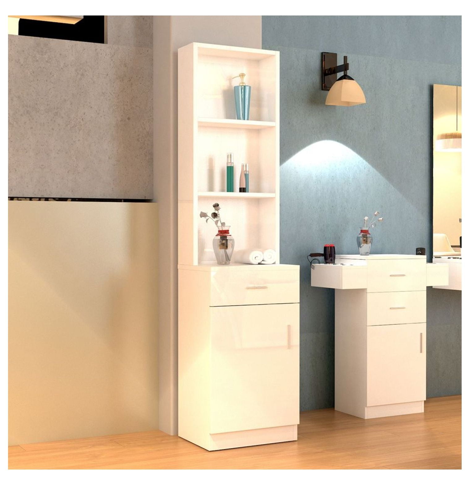 White Embossed Triamine Density Panel One Door One Drawer Three ...