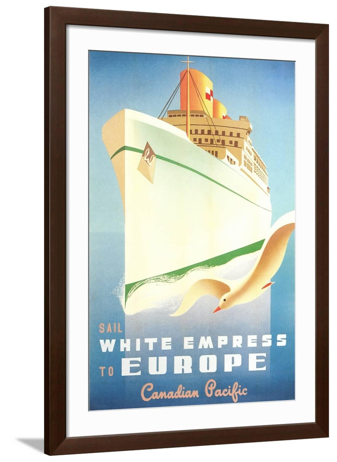 Art.com White Empress Ocean Liner Art Print, Brown Frame Wall Art, 32 ...