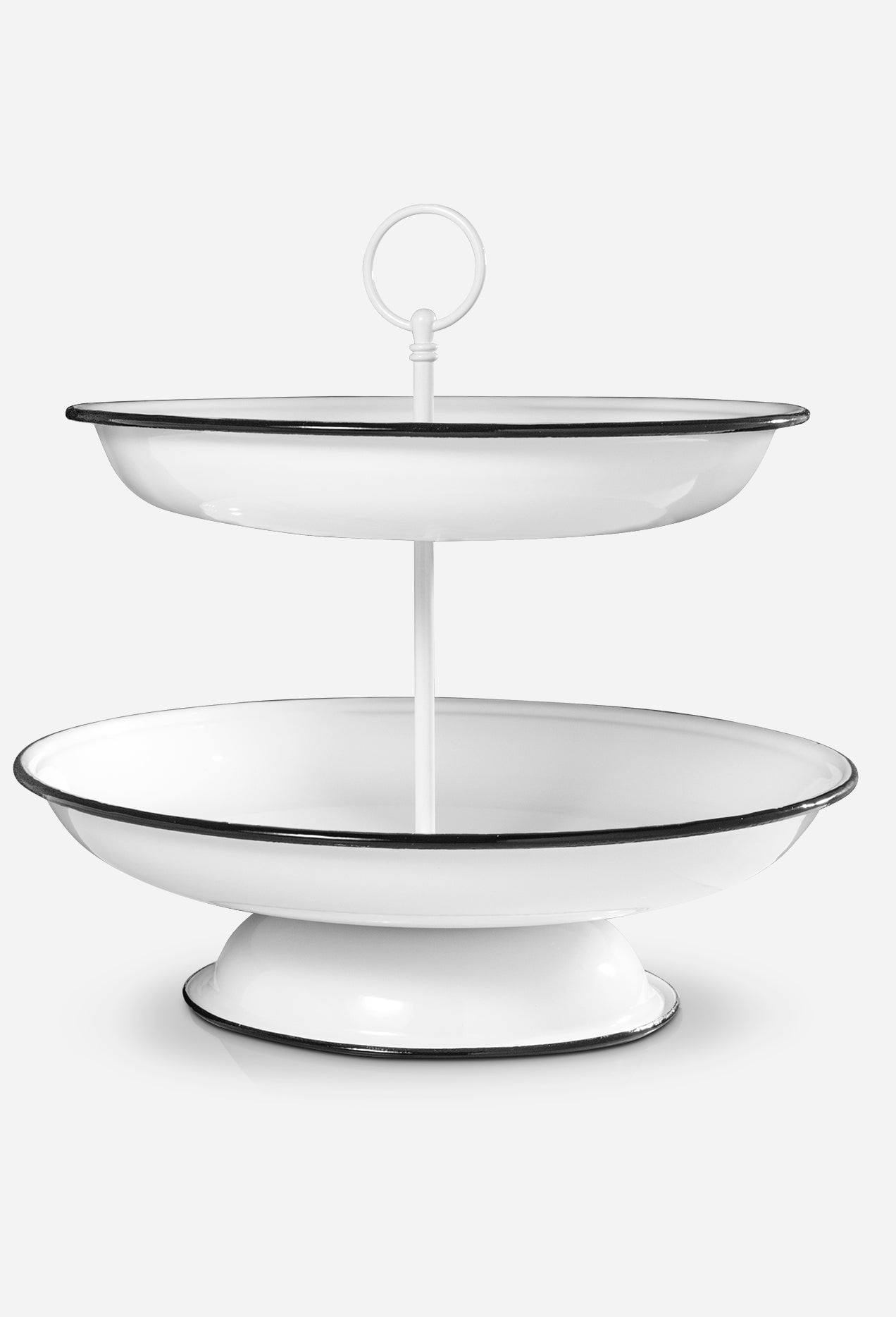 Decorative White Enameled Two-Tier Stand for Tabletop D√©cor ...