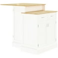 White Engineered Island Table - Pull - out Drawers for Storage ...