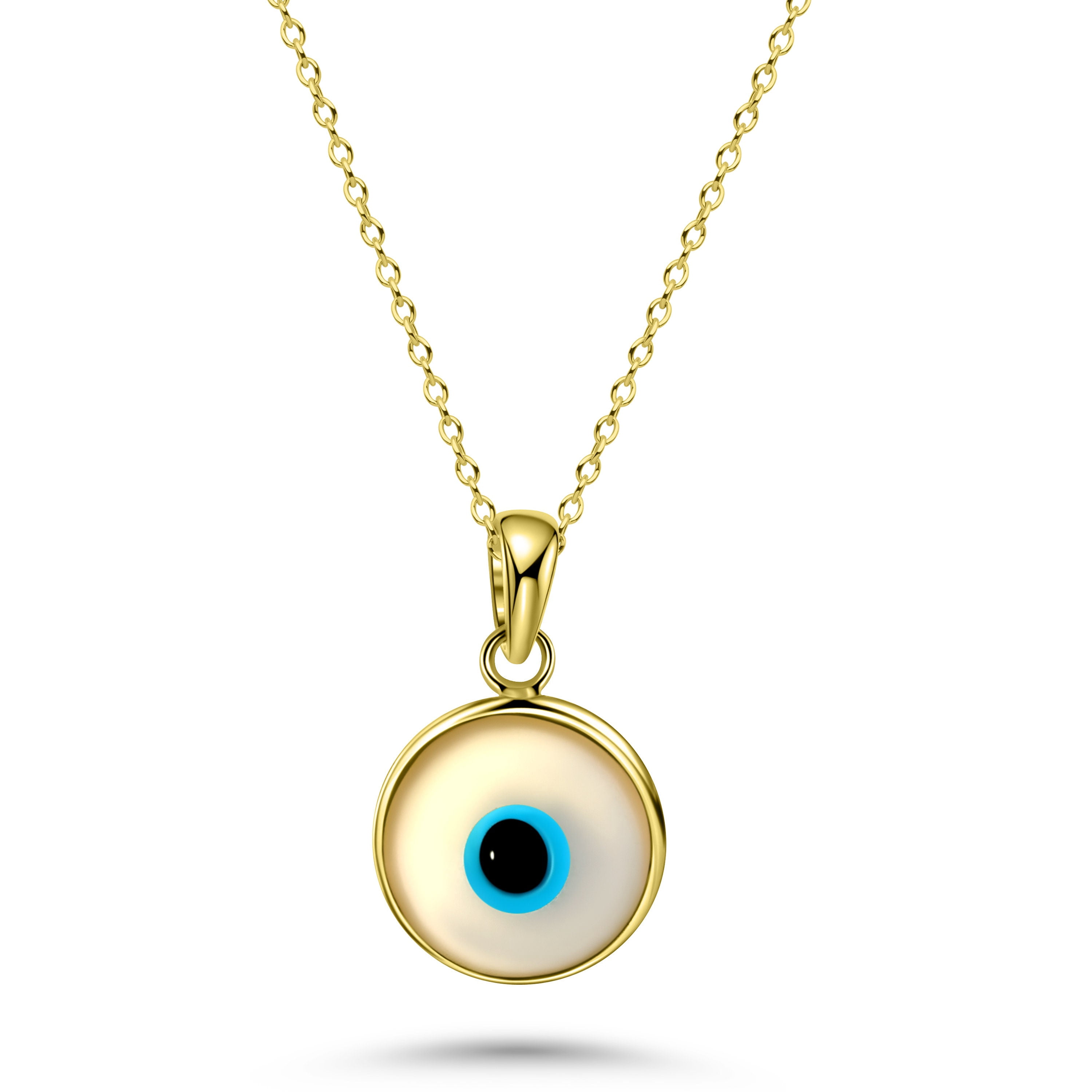White Evil Eye Necklace in 14 Karat Gold | Protection Necklace for Her ...