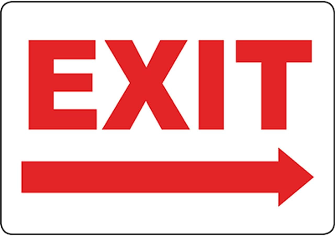 White Exit Sign Red Text Safety Signs Exit Signs 8x12 Inch Notice ...