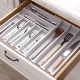 White Expandable Bamboo Cutlery Tray, Labeled Compartment Utensil ...