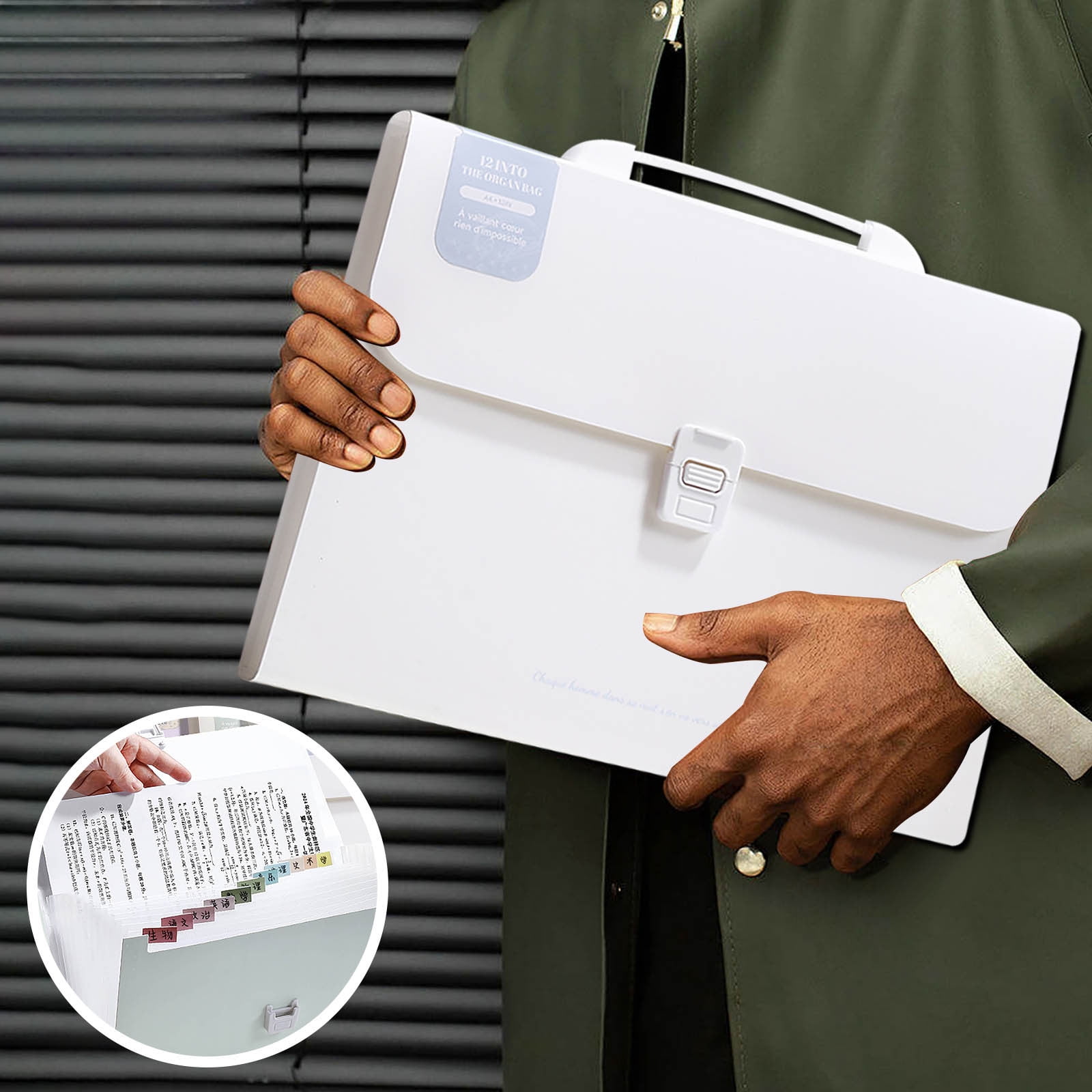 White Expanding File Folder Multi Pockets,A4 Letter Size Portable ...