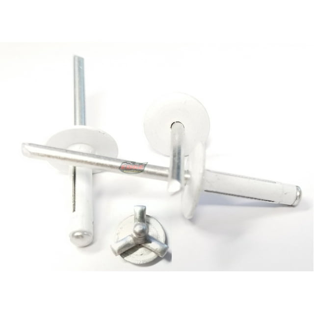 White Pop Rivets 3/16" Tri-Fold Medium Aluminum Head Steel Mandrel .040 ...