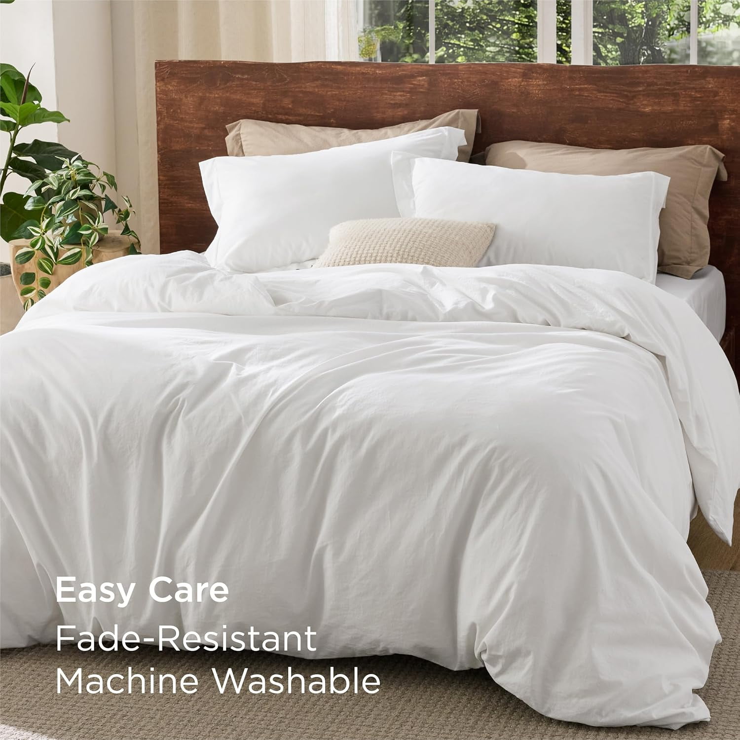 (White, Extra Large, 104 "x90") Washed Cotton Bed Cover Extra Large ...
