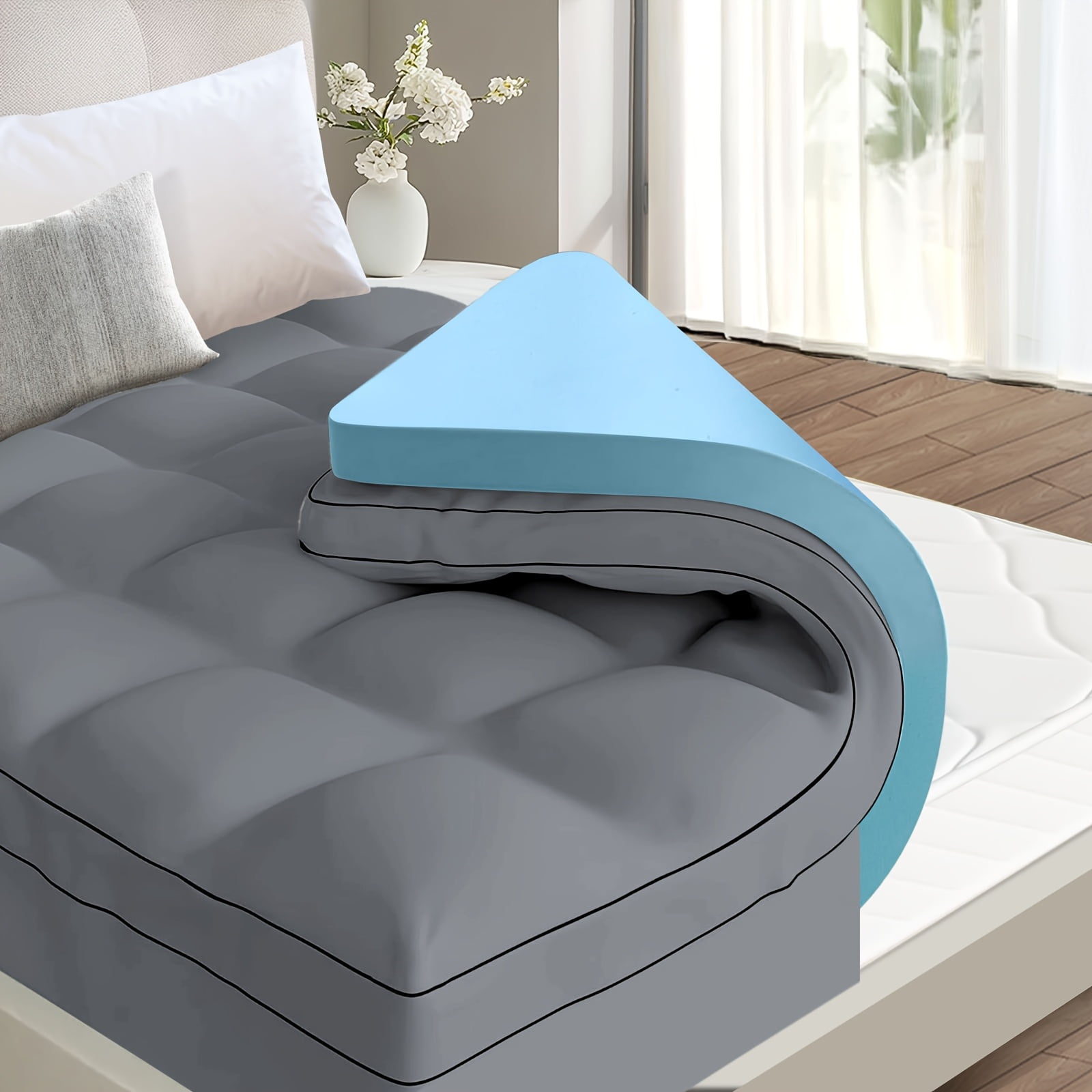 White Extra-Thick Double-Layer Full-Size Mattress Topper with 2-Inch ...