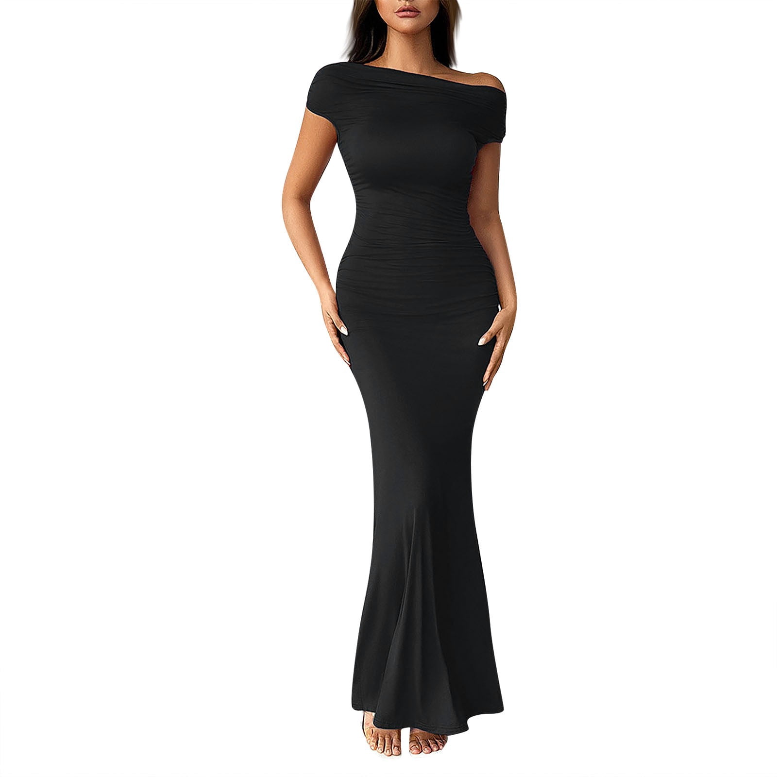 White Eyelet Dress For Women, Bodycon High Waist Pleated Short Sleeve ...