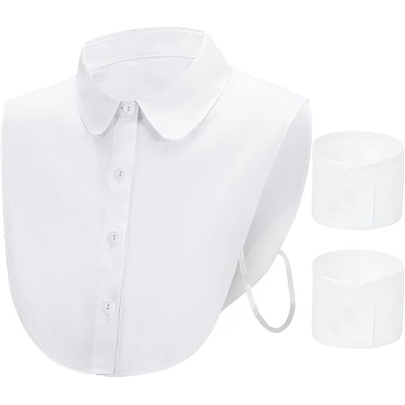 White Fake Collar with Fake Cuffs Layering Half Shirts Detachable ...