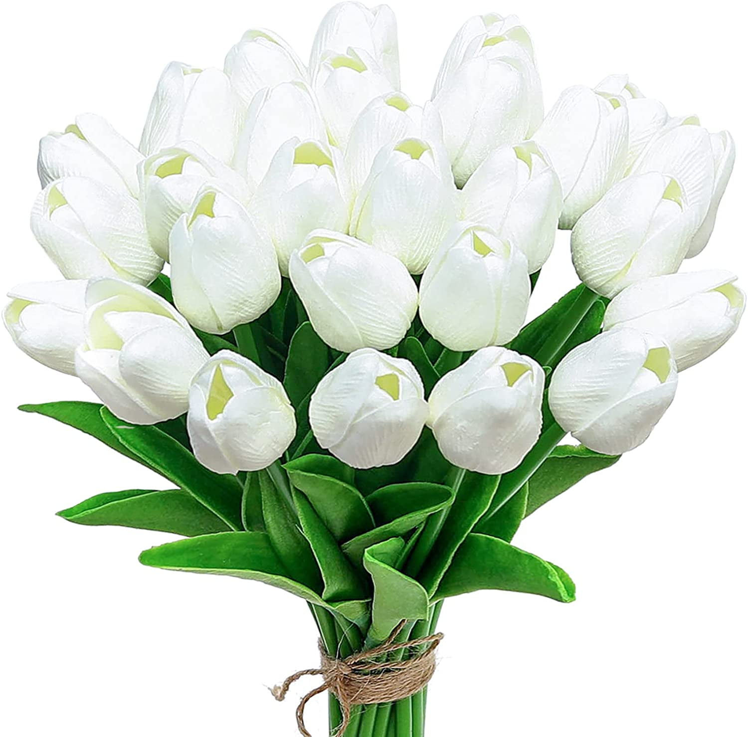 White Fake Tulips Artificial Flowers - Artificial White Tulips Faux ...