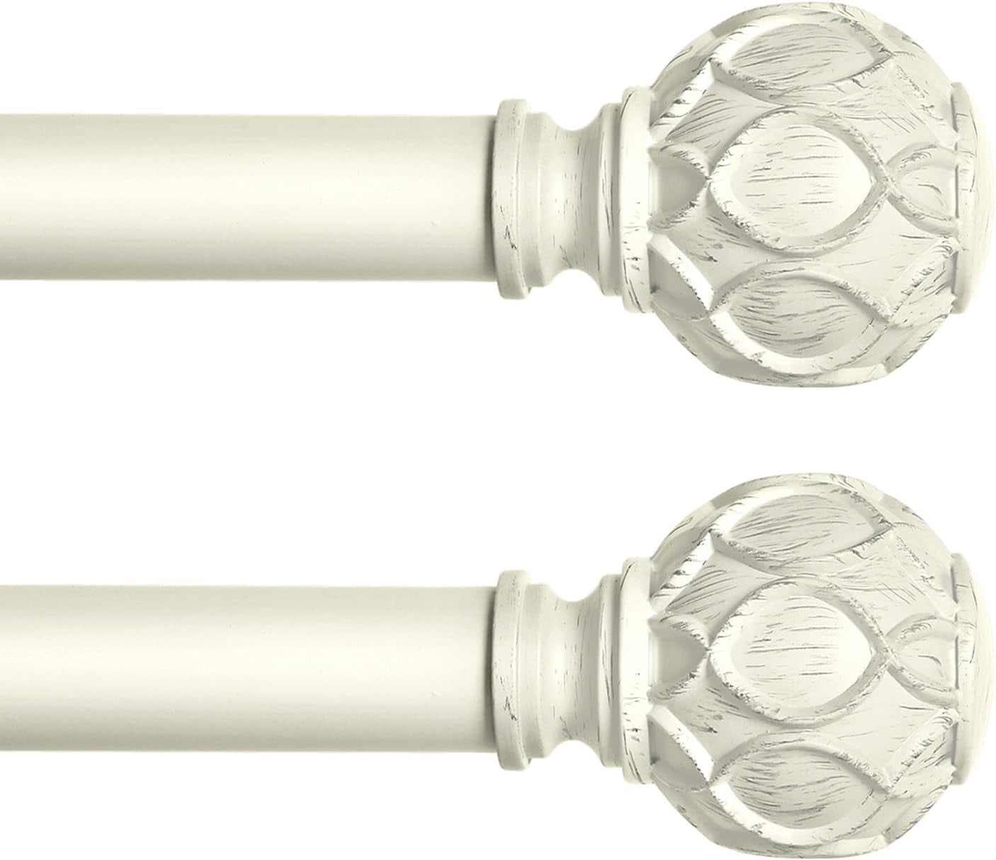 White Farmhouse Curtain Rods for Windows:Heavy Duty Adjustable Curtain ...