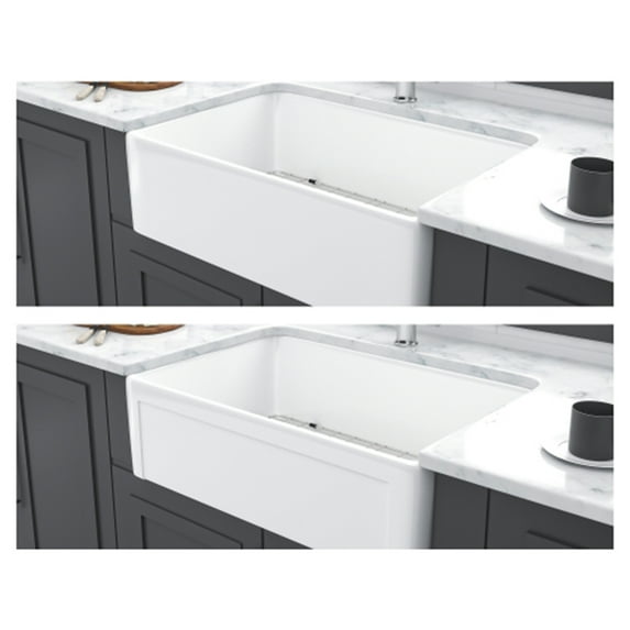 White Farmhouse Sink - 30 x 20 x 10 inch Kitchen Sink Apron-front White ...