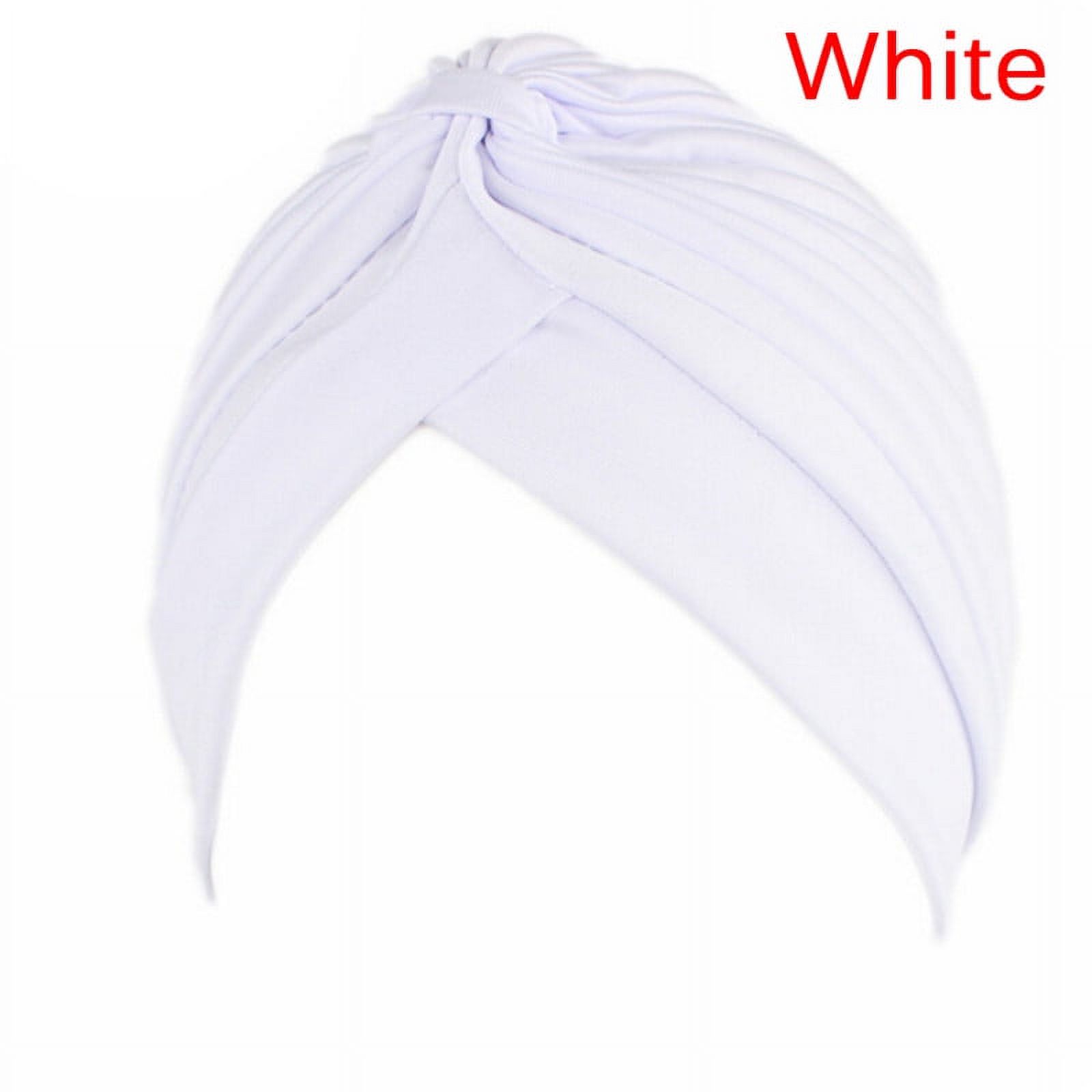 (White) Fashion Men Women Stretchable Soft Indian Style Turban Hat Head ...