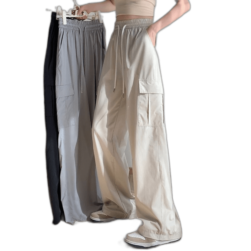 White Fast Drying Trousers Women In Summer Thin High Waist Wide Waist