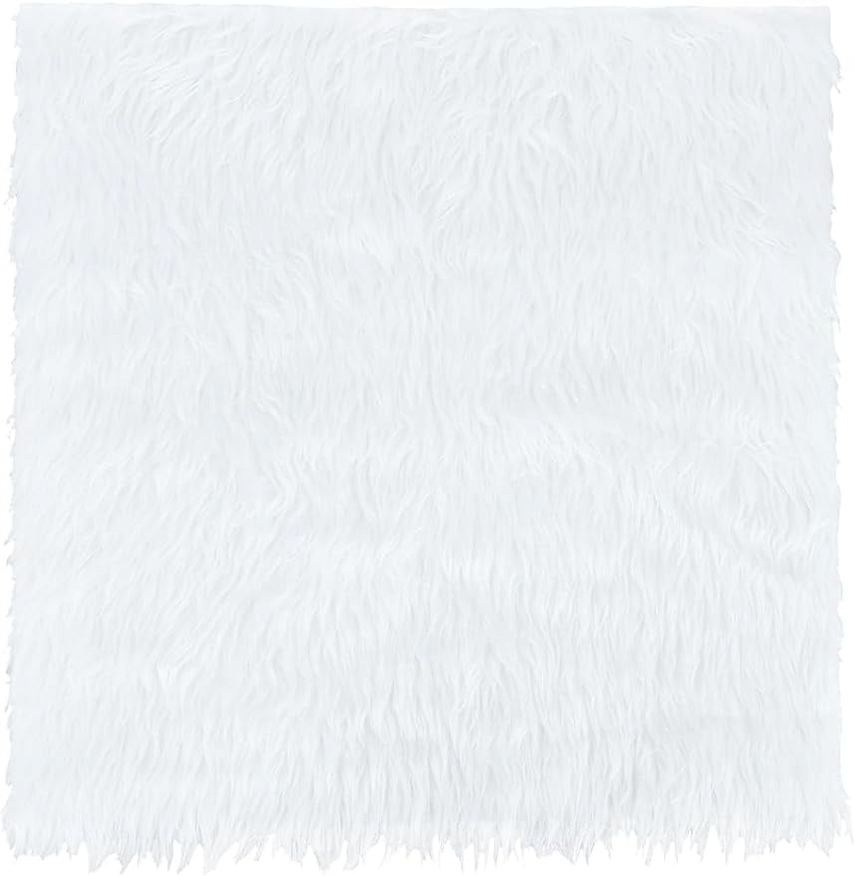 White Faux Fur Fabric Soft Plush Shaggy Squares Pre-Cut Craft Fur ...