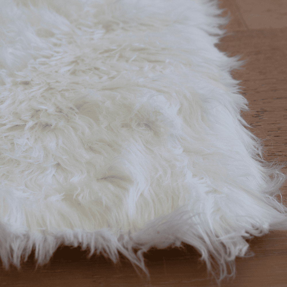 White Faux Fur Sheepskin Hide Animal Skin 4'x5' Feet Area Rug Solid ...