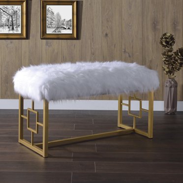 Chic Home Samuel Modern Contemporary Faux Fur Acrylic Leg Bench ...