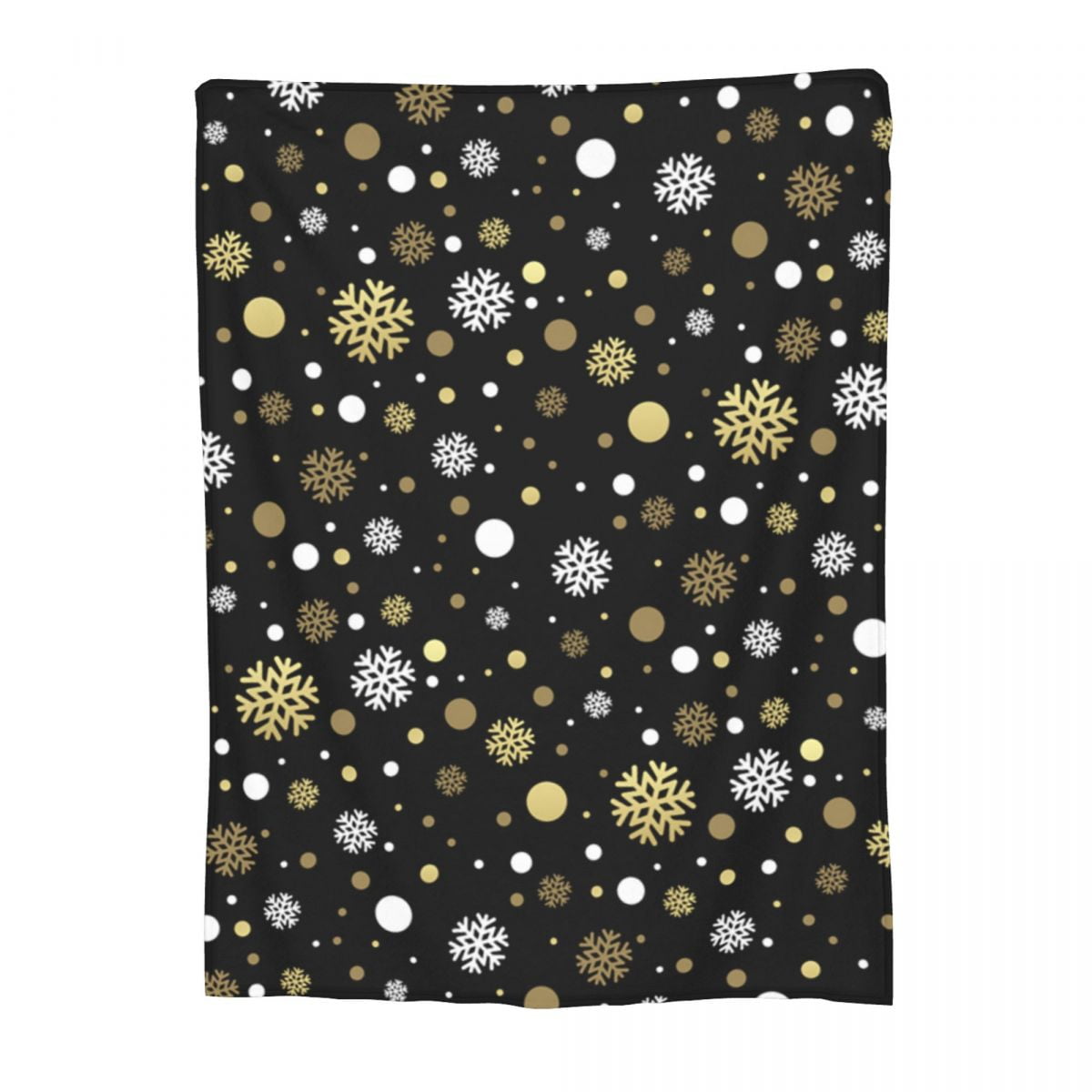 White Faux Gold Snowflakes Polkadots On Black Blankets Coral Fleece ...