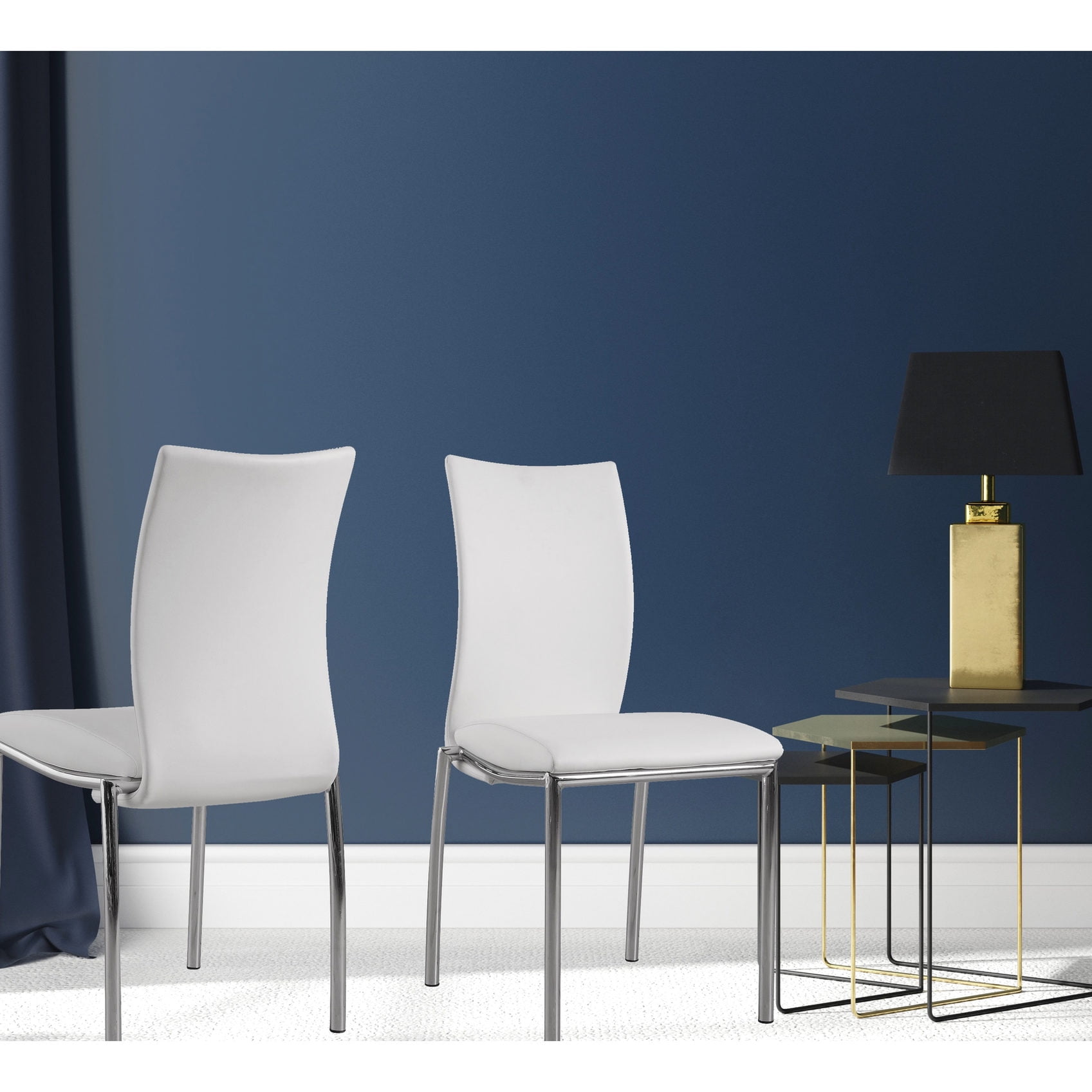 White Faux Leather Dining Chairs (Set of 4) | Solid Back Design and ...