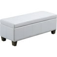 White Faux Leather Ottoman with Storage, Rectangular Extra Long Storage ...