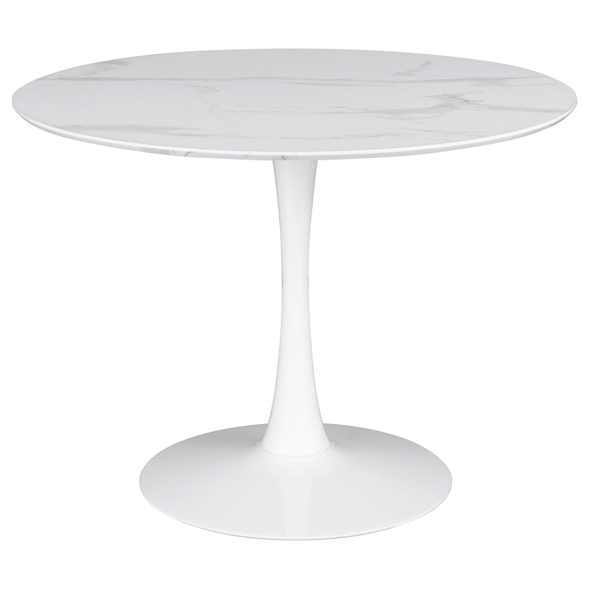 White Faux Marble Dining Table, 40-inch - Stylish Design For With Metal ...