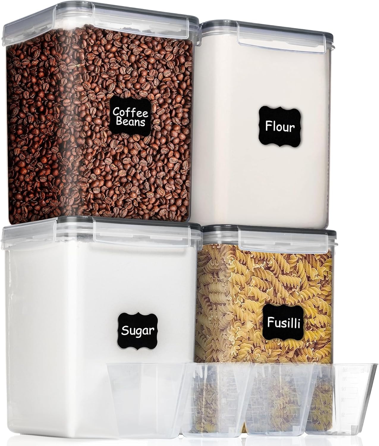 White Feather Airtight Food Storage Canisters with Lids Set of 4, Food ...